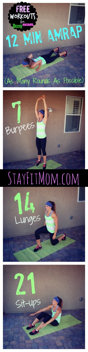 12 Min AMRAP; Burpee, Lunge, Sit-up Workout - Stay Fit Mom